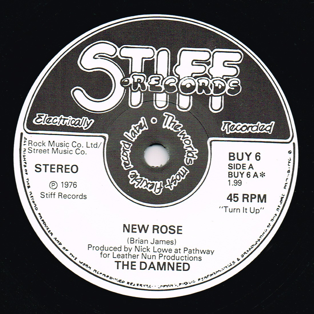 Stiff label and bag by Stiff Records